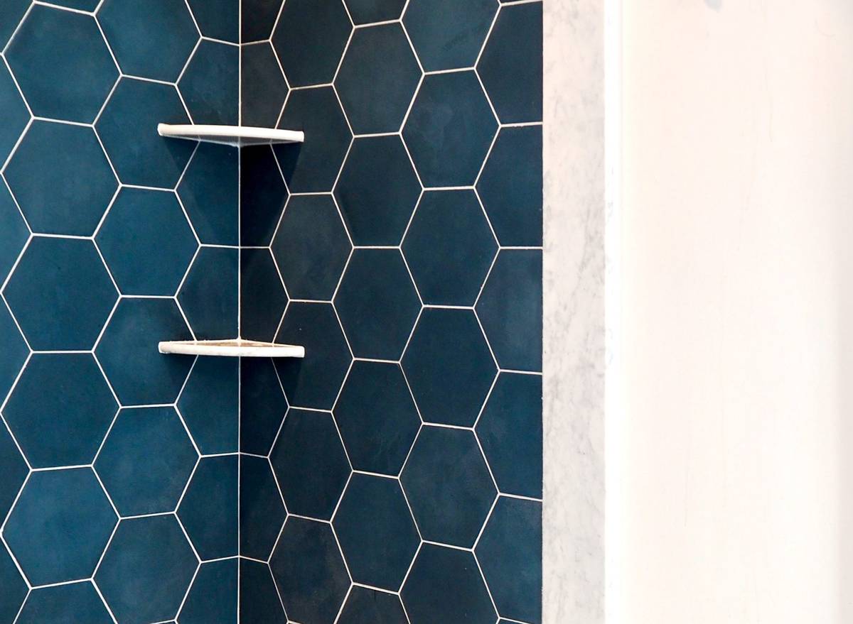 federal blue solid | 8" hex | concrete cement | clé tile