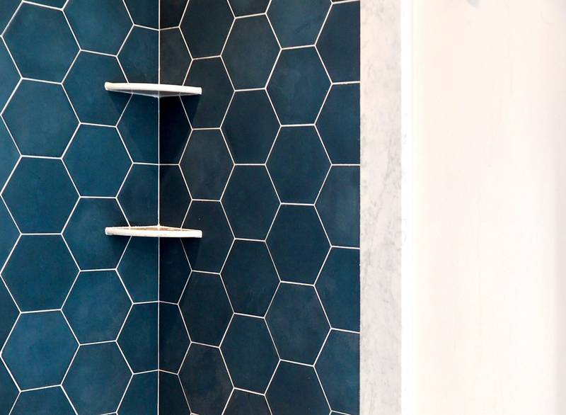 federal blue solid | 8" hex | concrete cement | clé tile