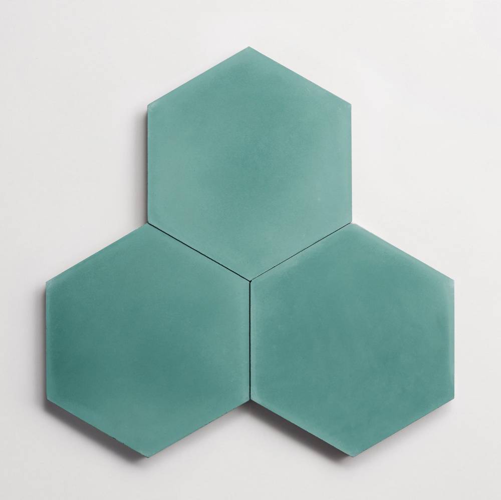 kelly green solid | 8" hex | concrete cement | clé tile
