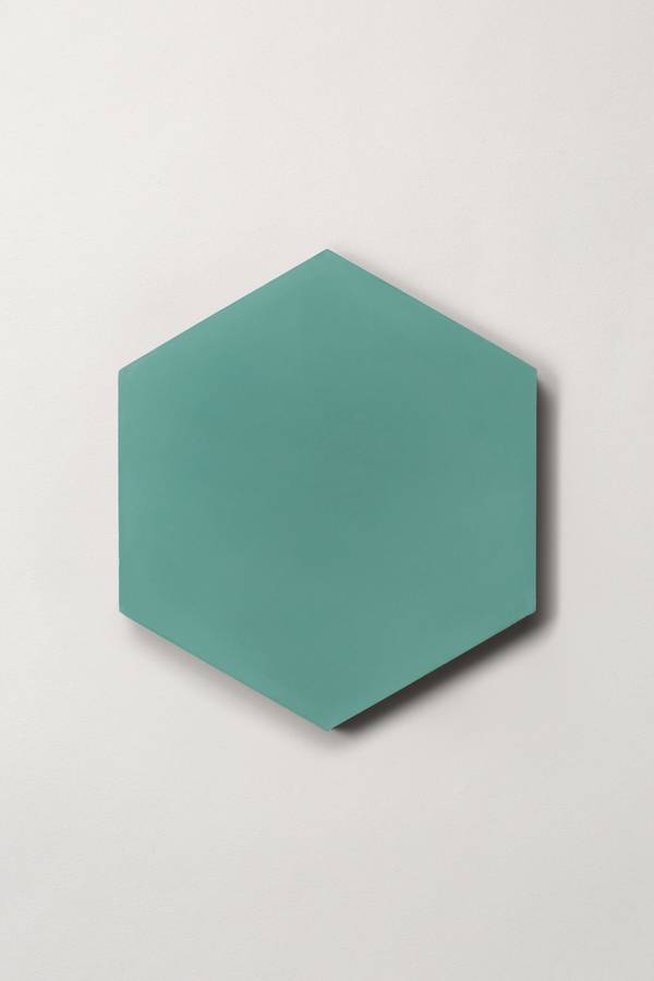 kelly green solid | 8" hex | concrete cement | clé tile