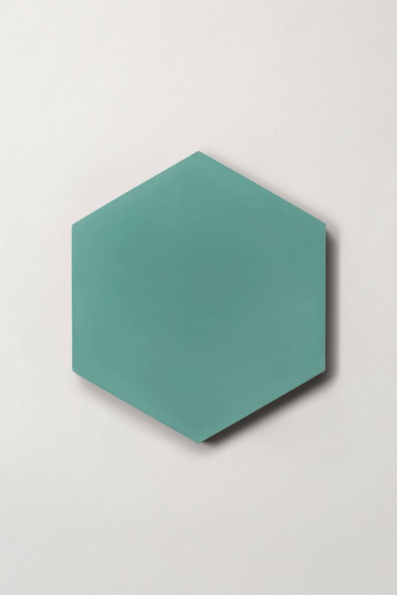 kelly green solid | 8" hex | concrete cement | clé tile