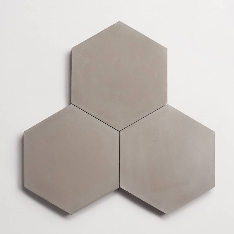 solid grey metal | 8" hex | concrete cement | clé tile