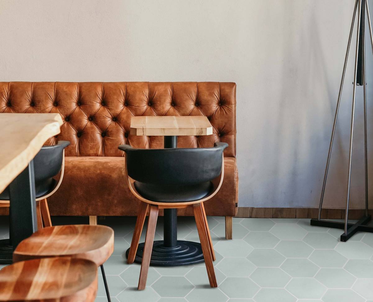 basil solid | 8" hex | concrete cement | clé tile