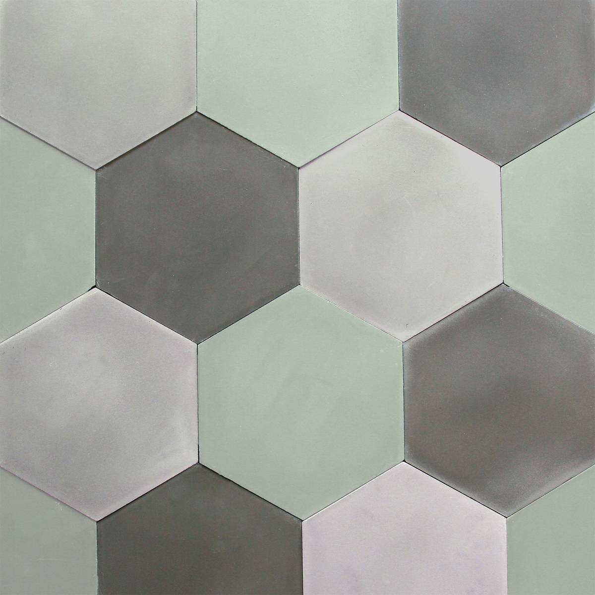 basil solid | 8" hex | concrete cement | clé tile