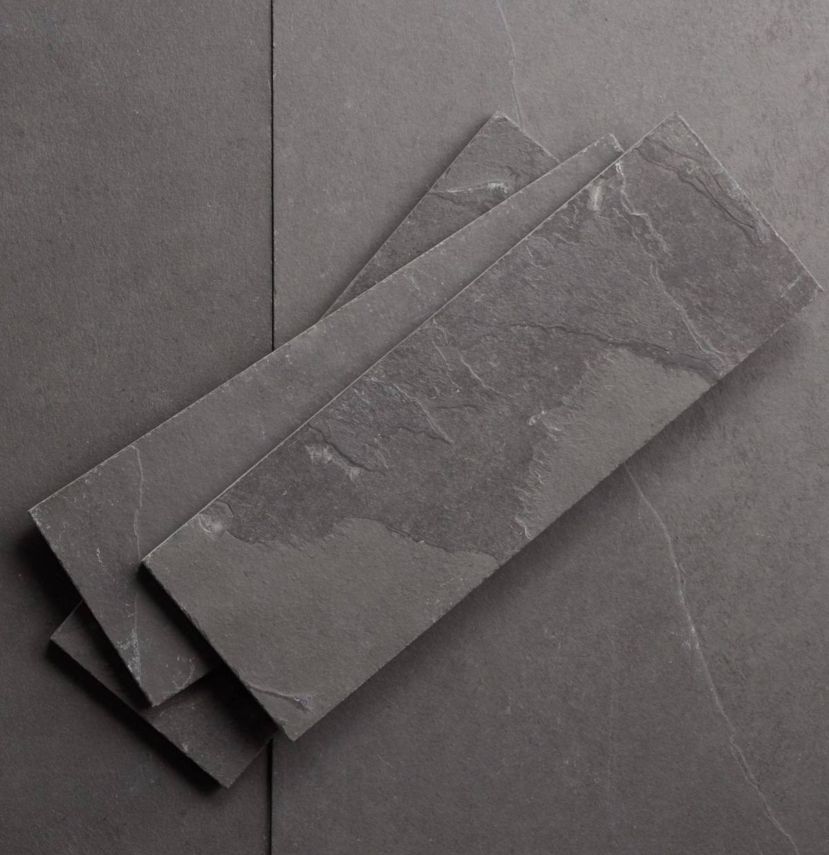 clé tile | natural stone | slate | small plank 4x12 | grey