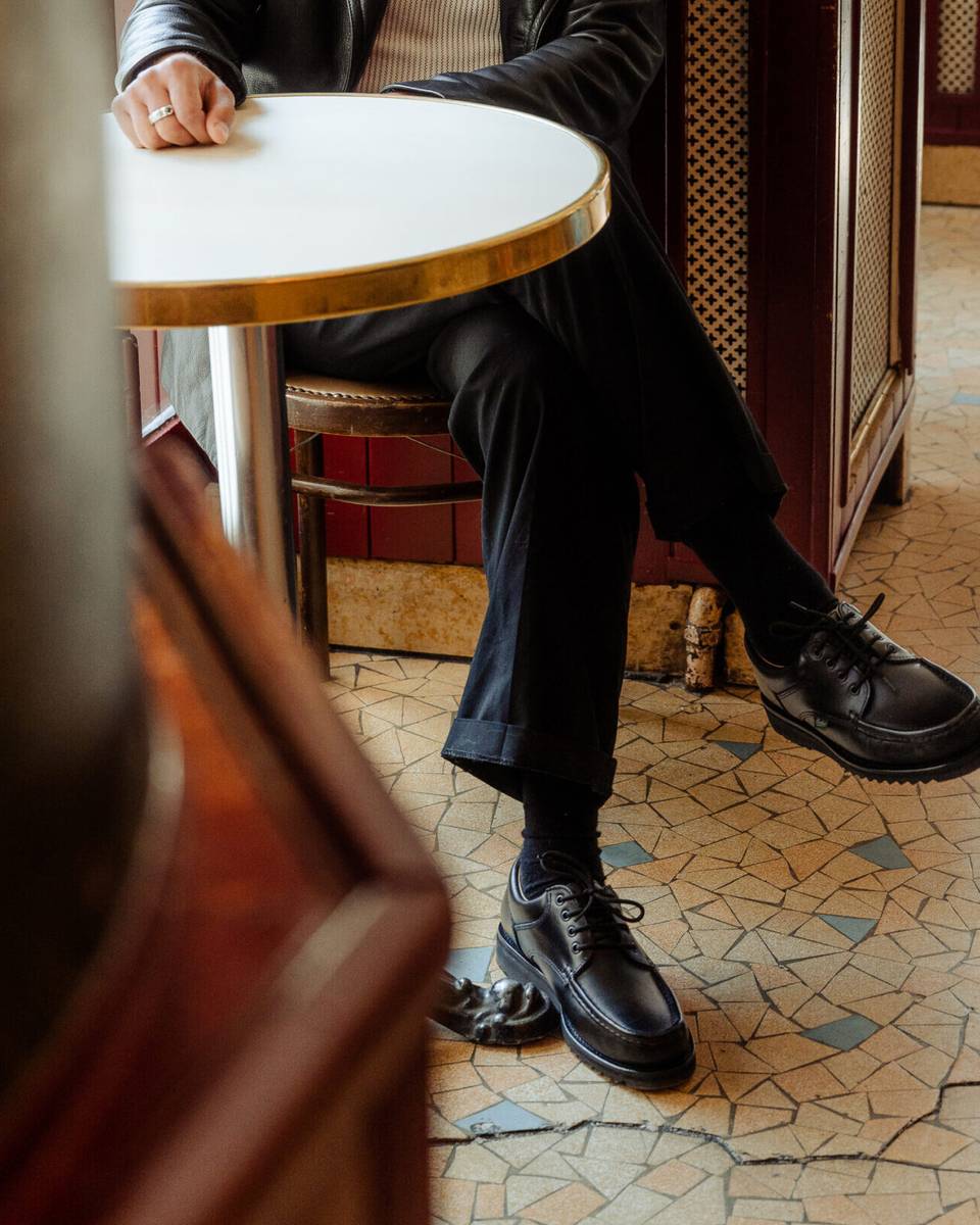 Paraboot Michael Piped Seam Derby Shoe - Lisse Noir / Marche Noire ...