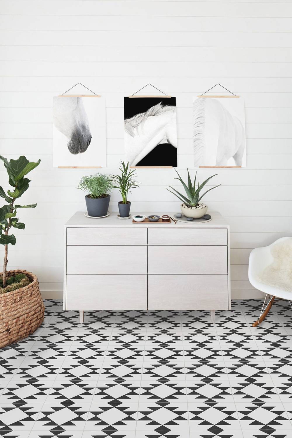 clé tile | concrete cement | new west pattern ten | white black