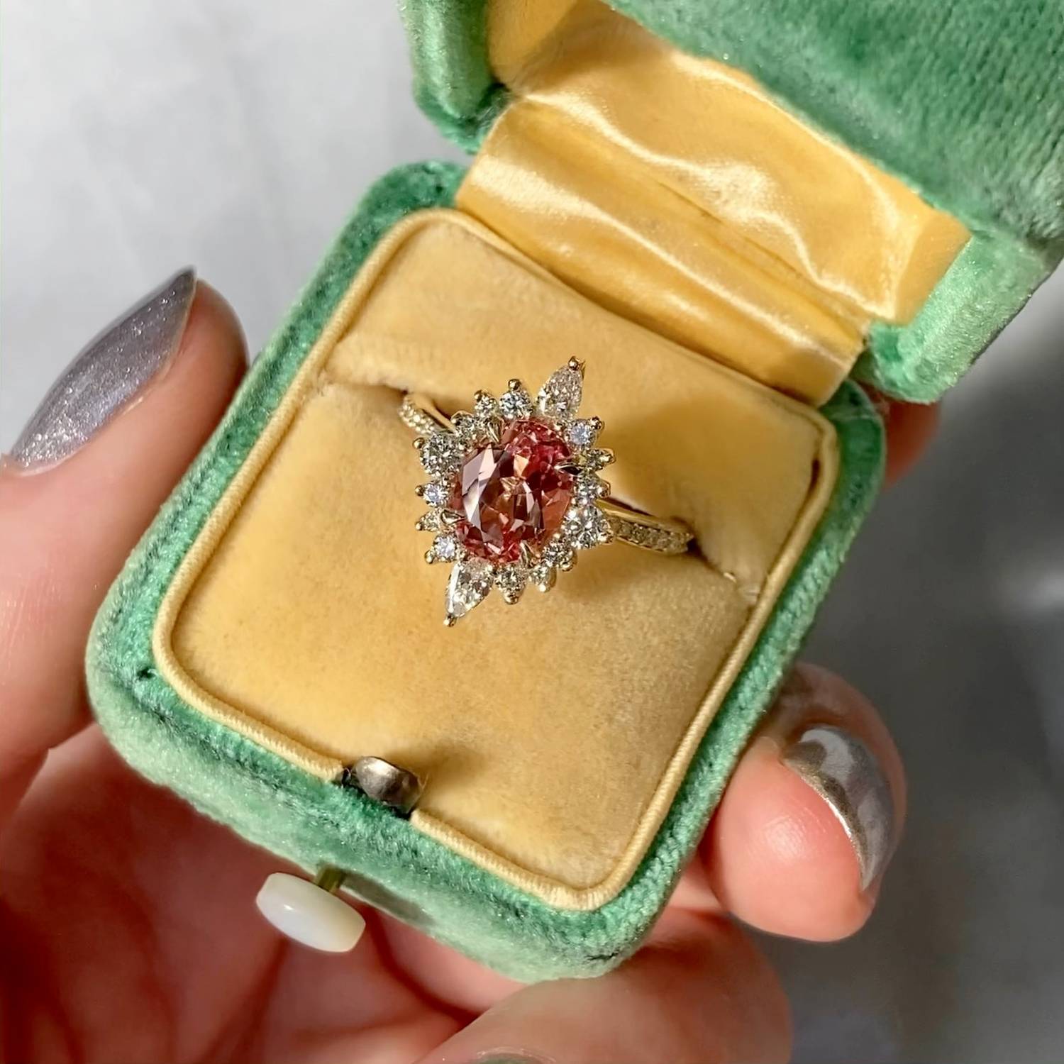 Peach-Champagne Sapphire Engagement Rings | Kristin Coffin Jewelry