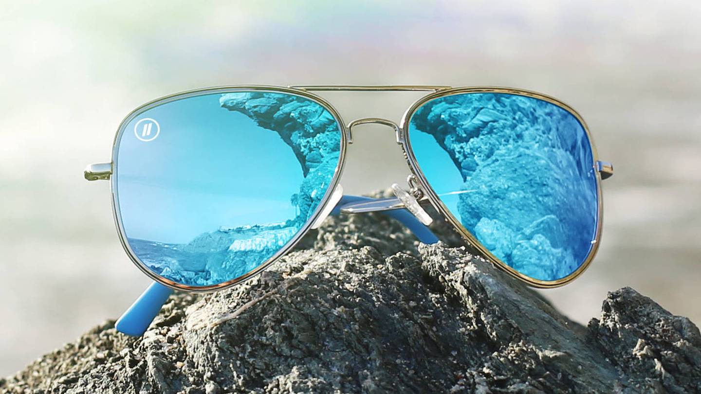 Blue Angel Polarized Aviator Sunglasses - Blue Mirror Lens & Silver ...