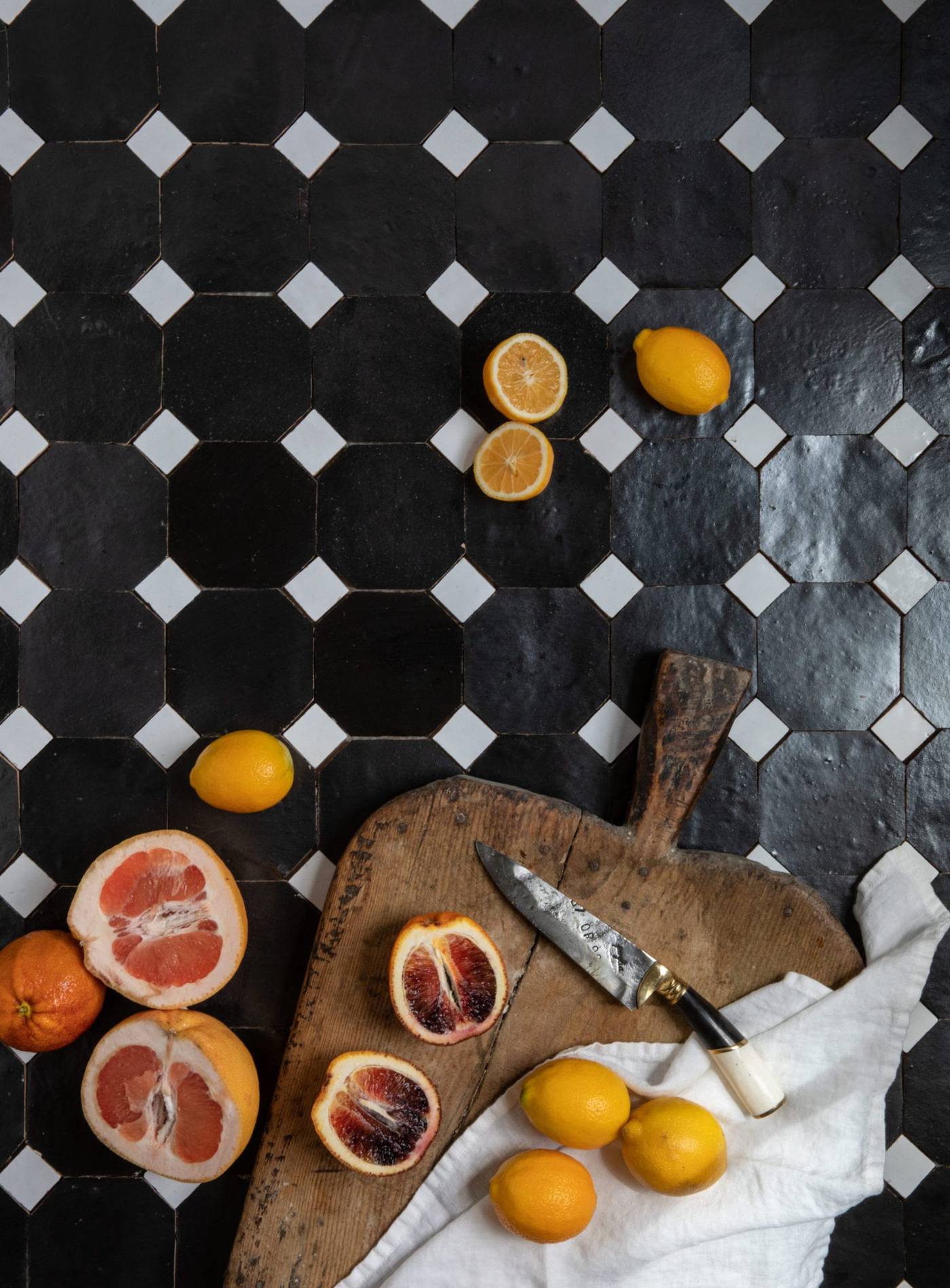 charred cedar octagon & sea salt bouchon | zio & sons + clé – clé tile