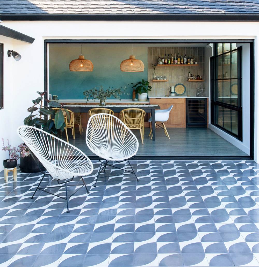 clé tile | concrete cement | bold arc | federal blue