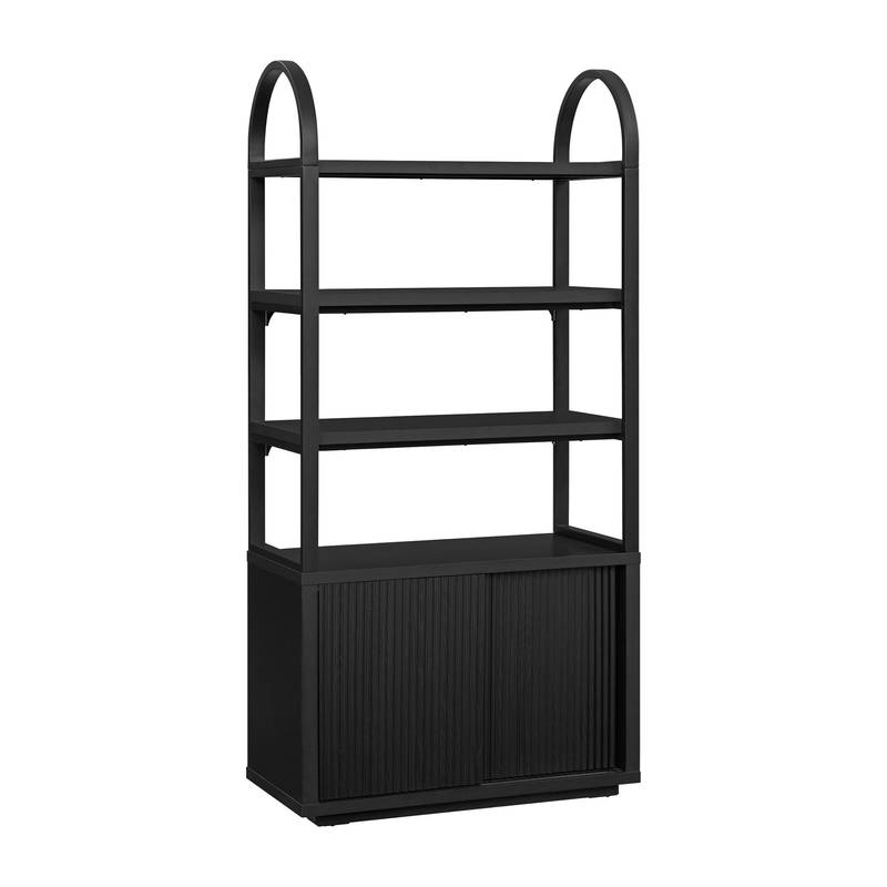 Fluted 3-Shelf Bookcase with Storage Cabinet by Drew Barrymore, Warm H ...
