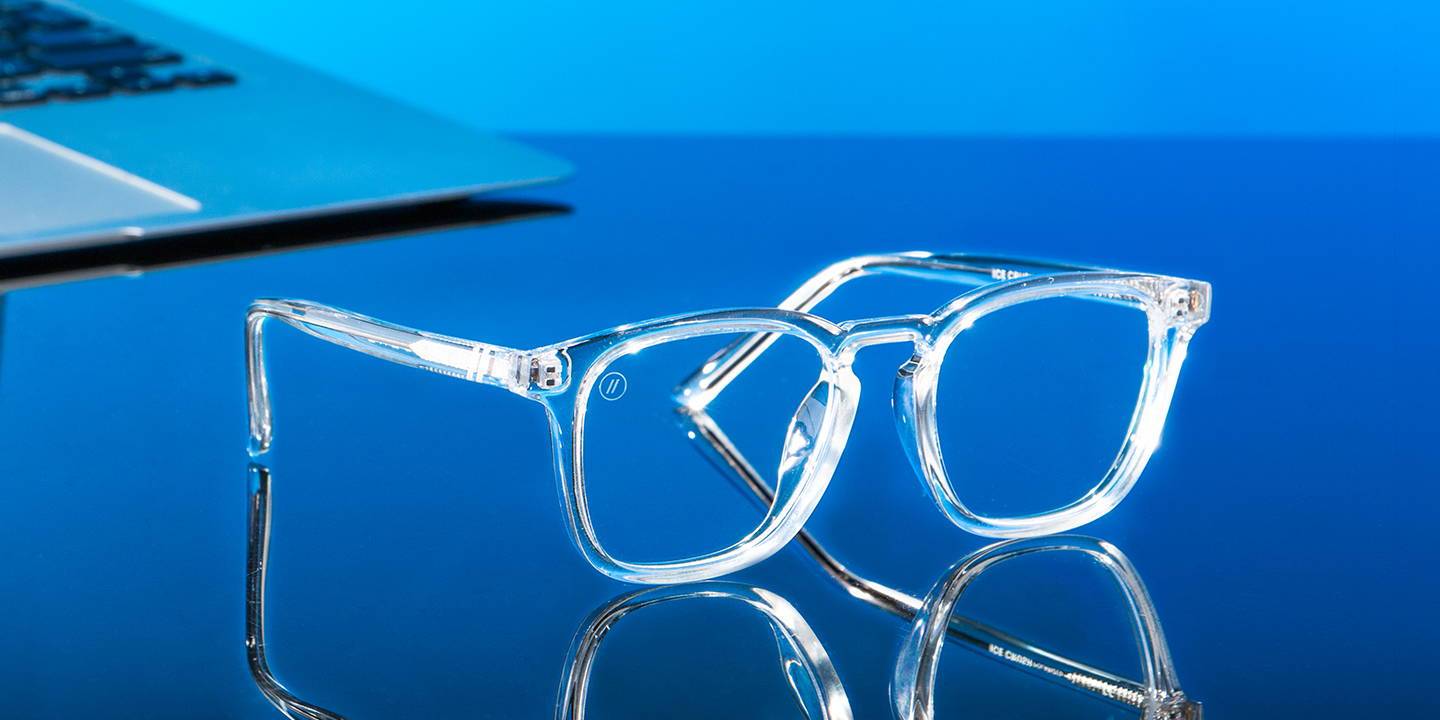 Ice Crush Blue Light Glasses - Crystal Clear Square Frame & Clear Blue ...