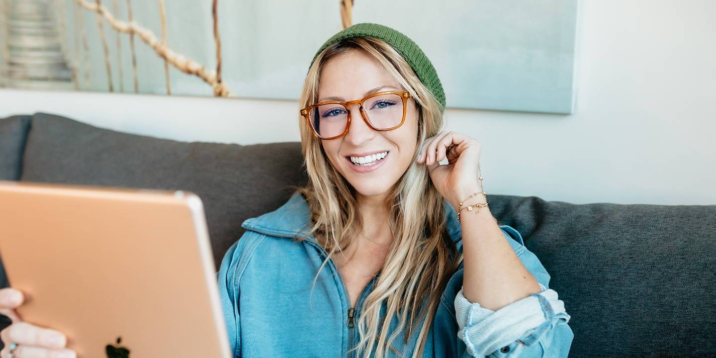 Amber Coast Blue Light Glasses - Crystal Tan Square Frame & Clear Blue ...