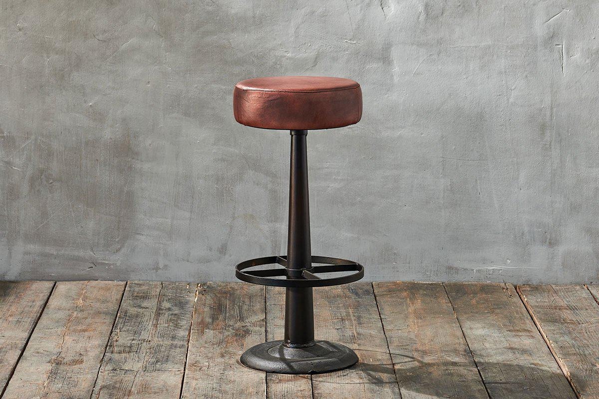 Handcrafted Stools | Unique Leather Bar Stools and Round Wood Bar ...
