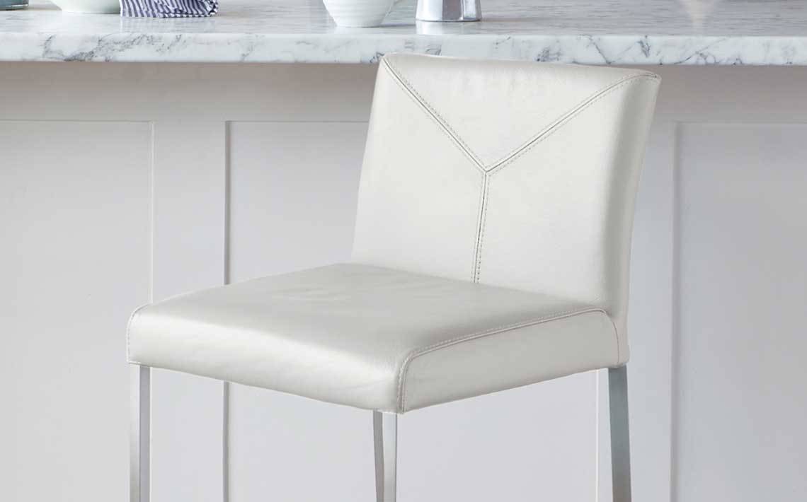 Real Leather Bar Stool with Backs, Dark Grey from Danetti