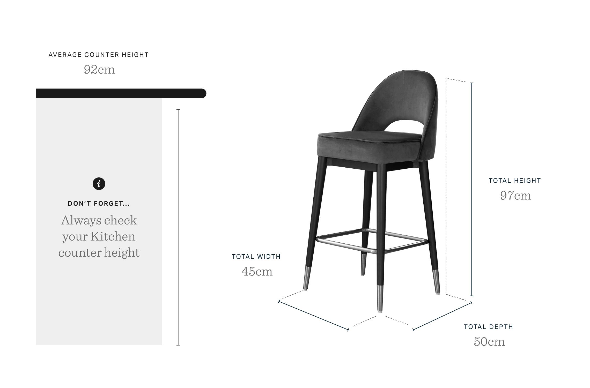 Clover Dark Grey Velvet Bar Stool | Mid-century Bar Stools – Danetti