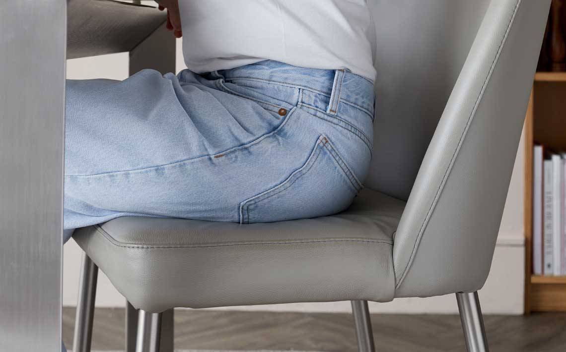 Deco Grey Leather Dining Chairs - Set of Two – Danetti