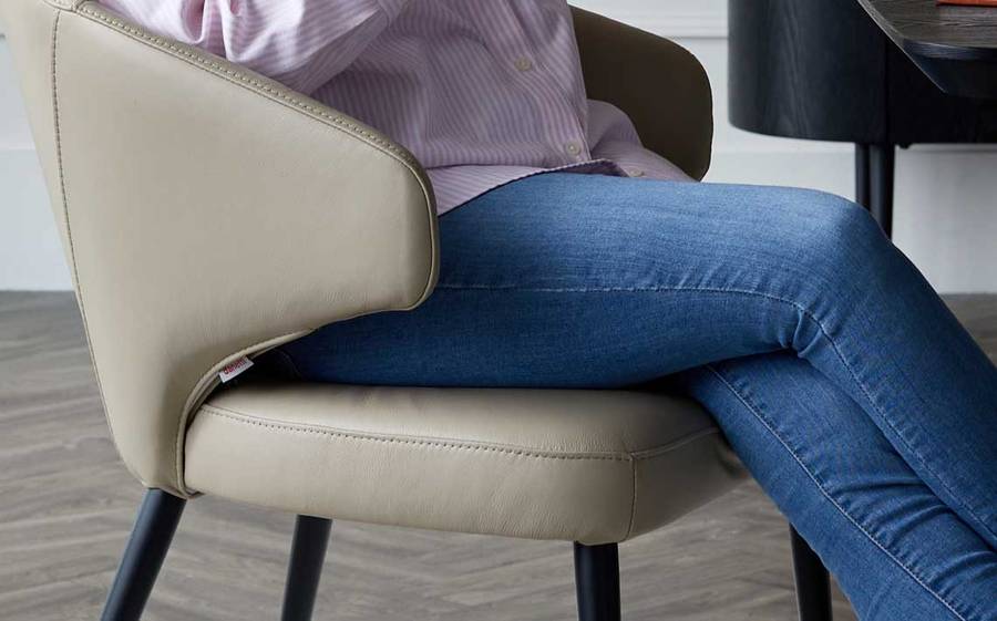 Landon Grey Leather Dining Chair Real Leather Danetti