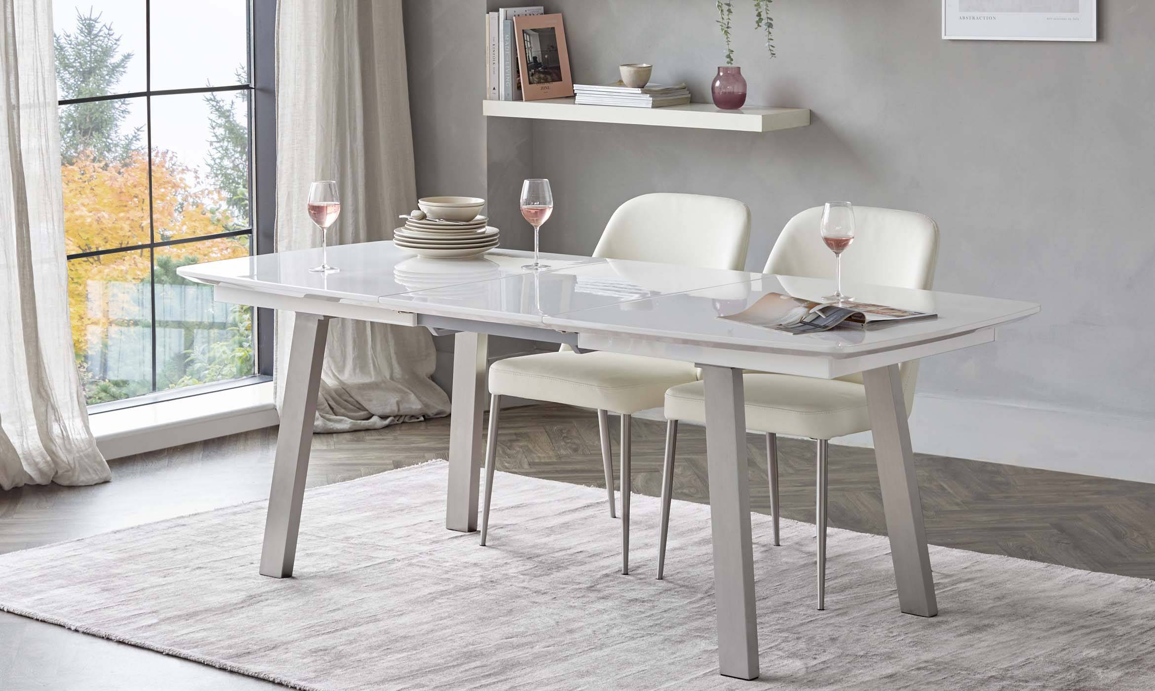 Assi White Gloss Extending 6 to 8 Seater Dining Table by Danetti