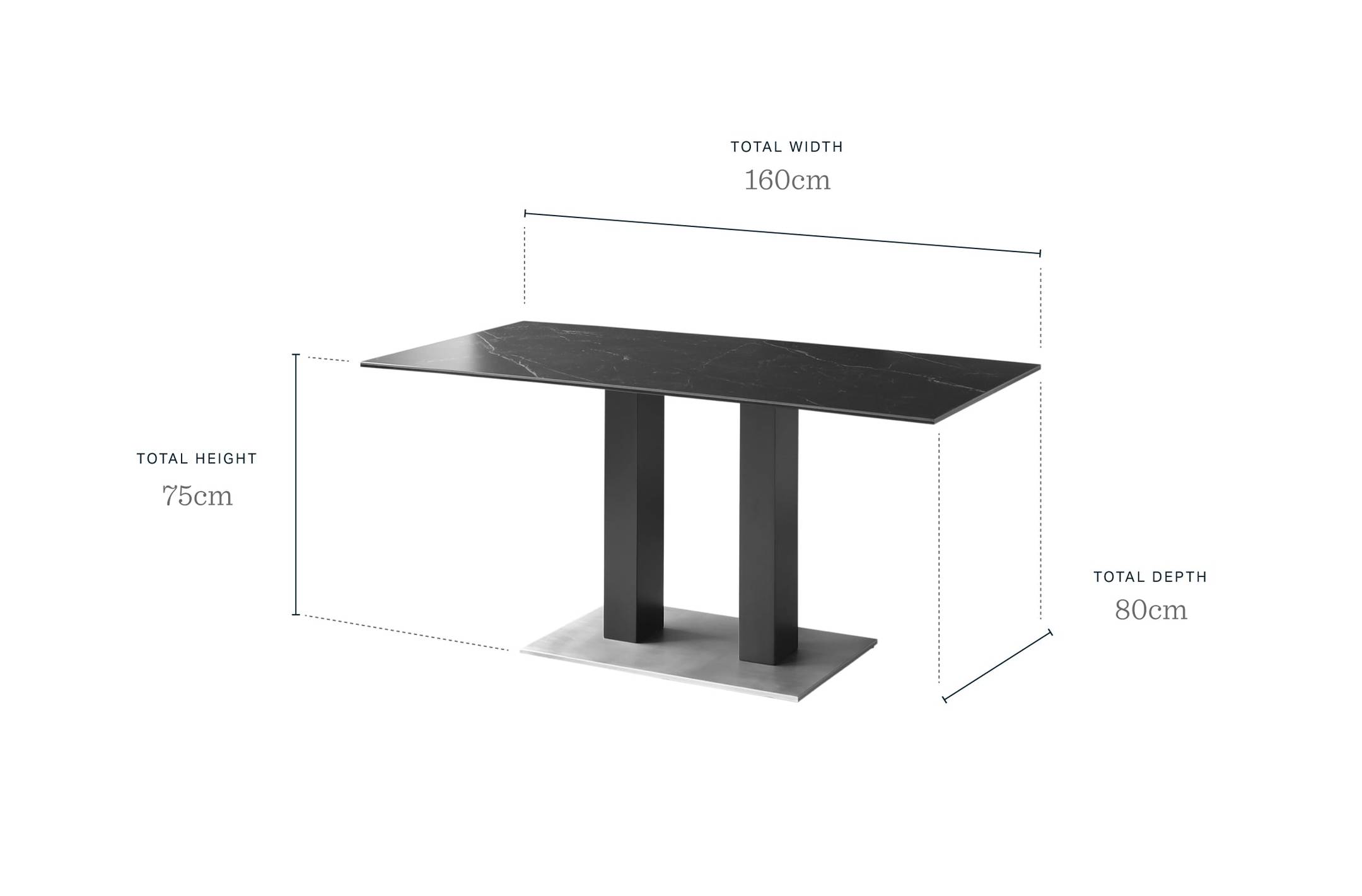 Mia 6 Seater Dark Ceramic Dining Table | Danetti UK