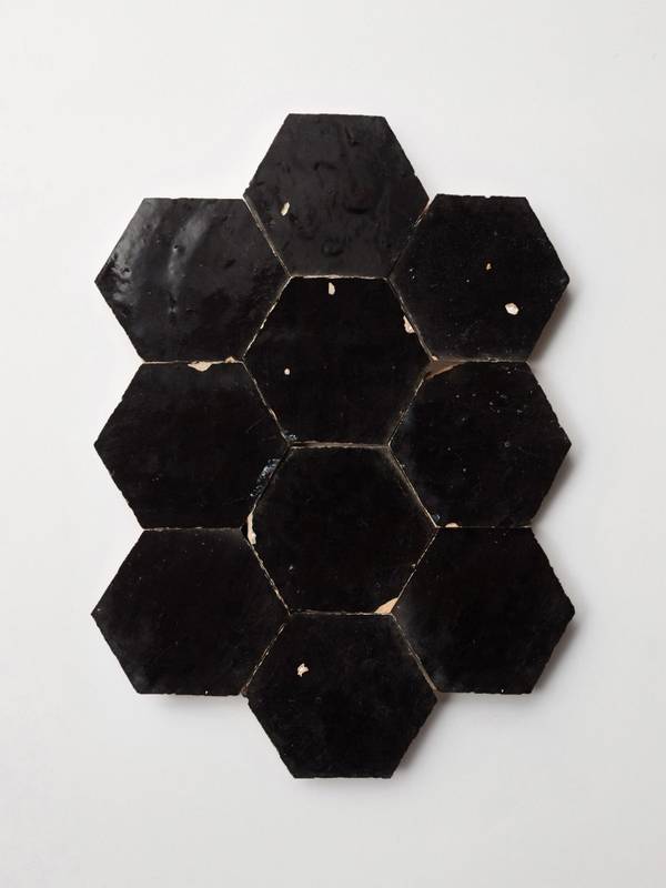 dark zellige tile | scribe's ink black hexagon | clé – clé tile