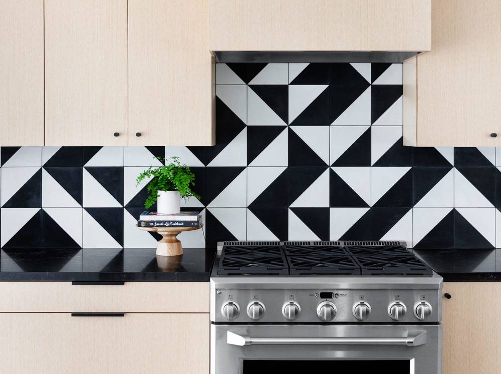clé tile | concrete cement | bold slant triangle | black white