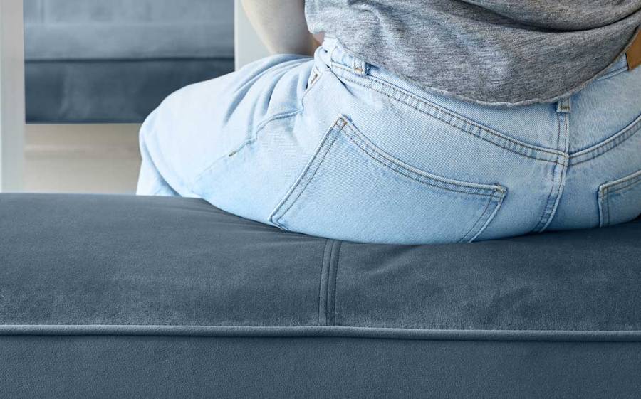 Mellow Dark Blue Velvet 3 Seater Bench Without Backrest | Danetti