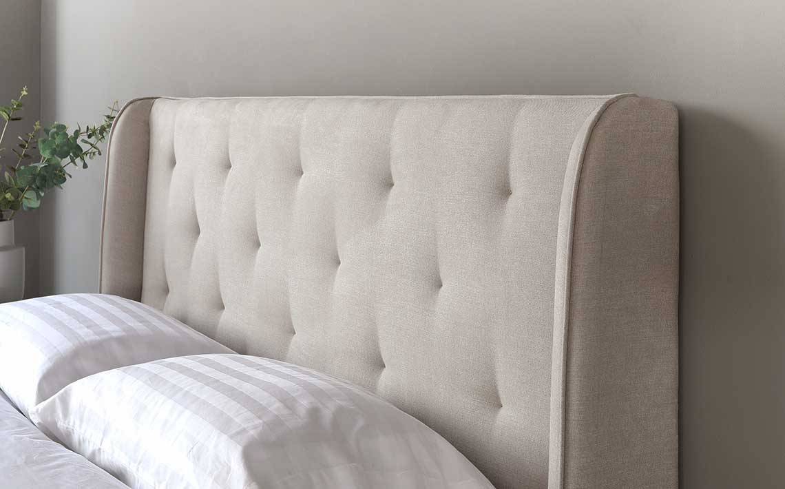 Lenora Cream Fabric King Size Bed With Storage | King Size Bed – Danetti