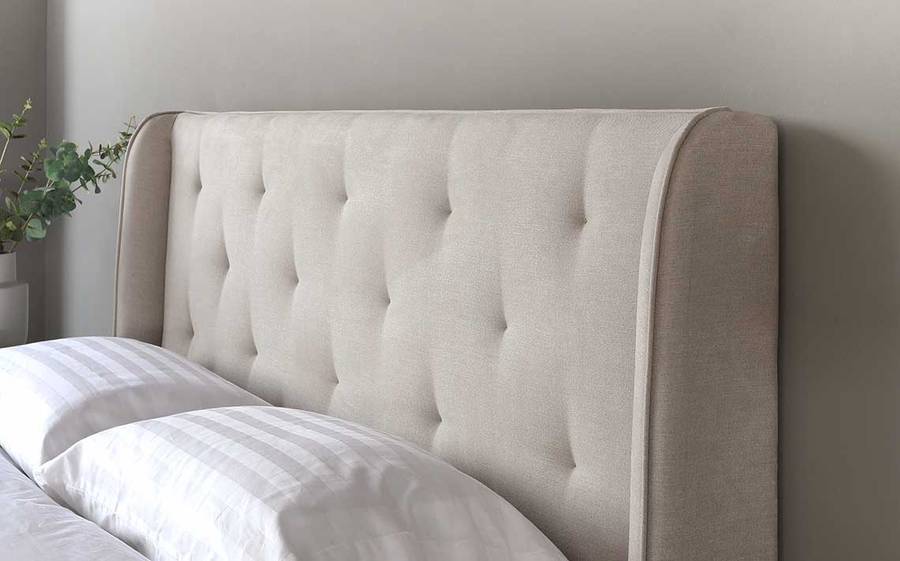 Lenora Cream Fabric King Size Bed With Storage | King Size Bed – Danetti