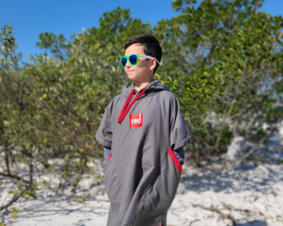 Red Original Kid's Quick Dry Microfibre Changing Robe - Grey