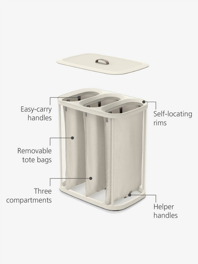 Tota Trio 90L Laundry Separation Basket | Joseph Joseph UK