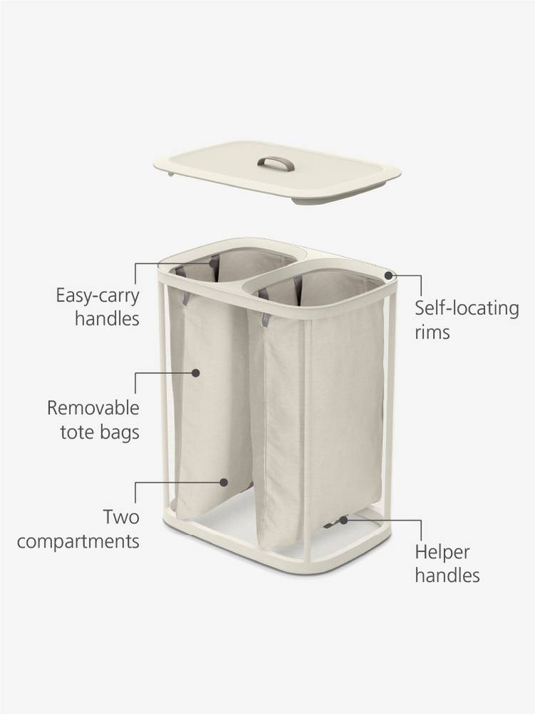 Tota 90L Laundry Separation Basket - Ecru | Joseph Joseph UK