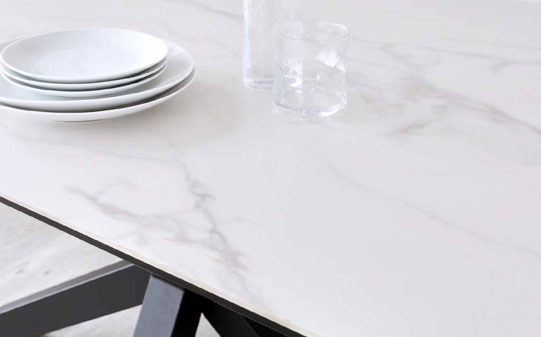 Riley White Marble Ceramic 6 to 8 Seater Dining Table by Danetti