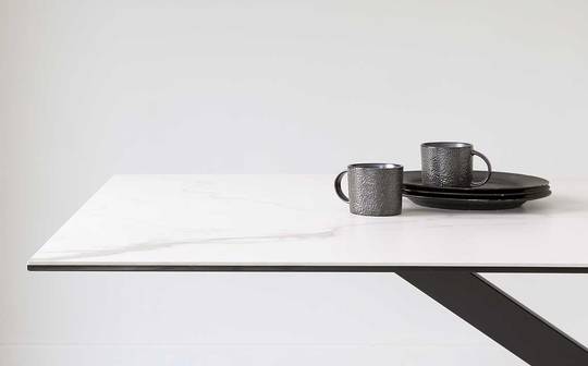 Riley White Marble Ceramic 6 to 8 Seater Dining Table by Danetti