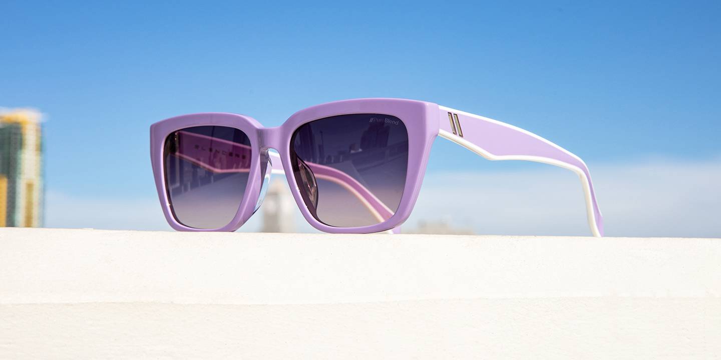 Lavender Lilly Cat Eye Sunglasses - Purple Frame with Lavender-Peach Lens