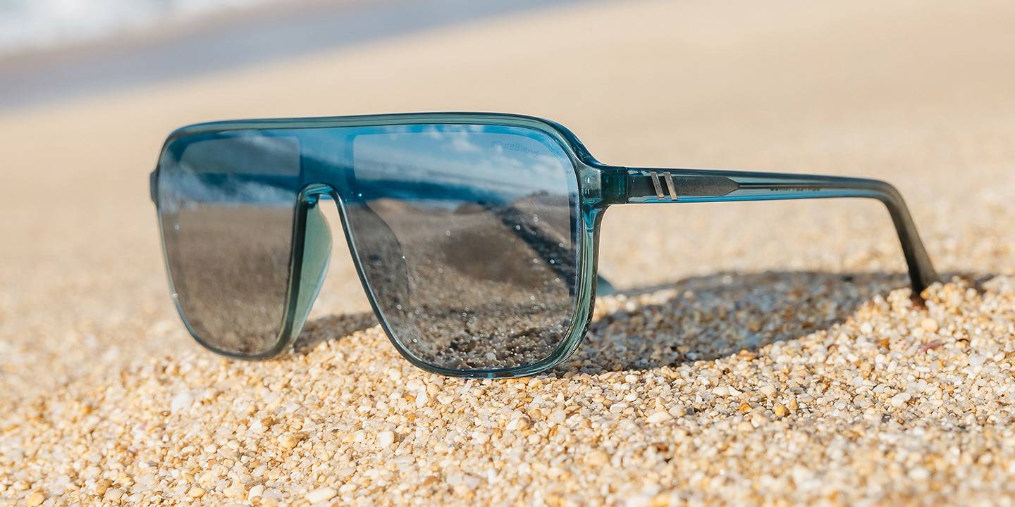 Gentle Prince Aviator Sunglasses - Crystal Grey Blue Top Bar Frame ...