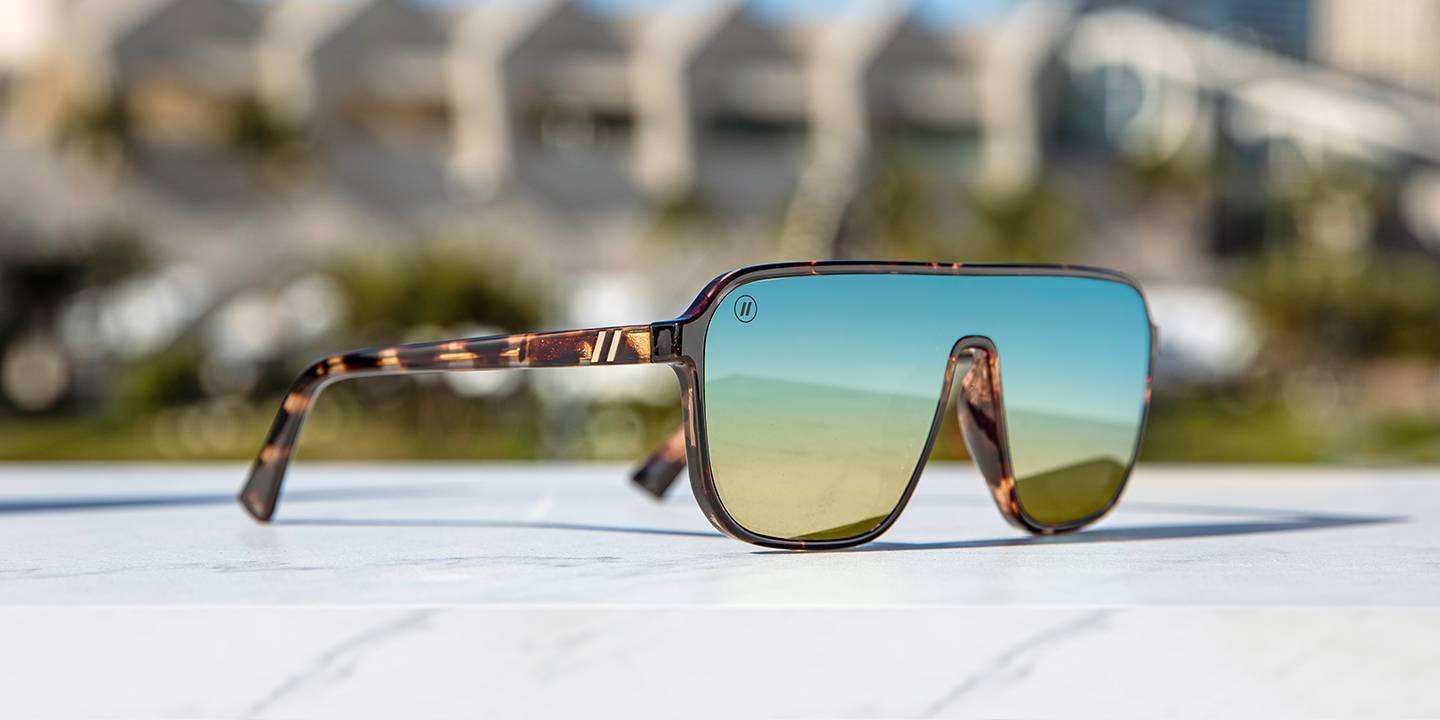 Nightspot Aviator Sunglasses - Crystal Tortoise Top Bar Frame & Aqua ...