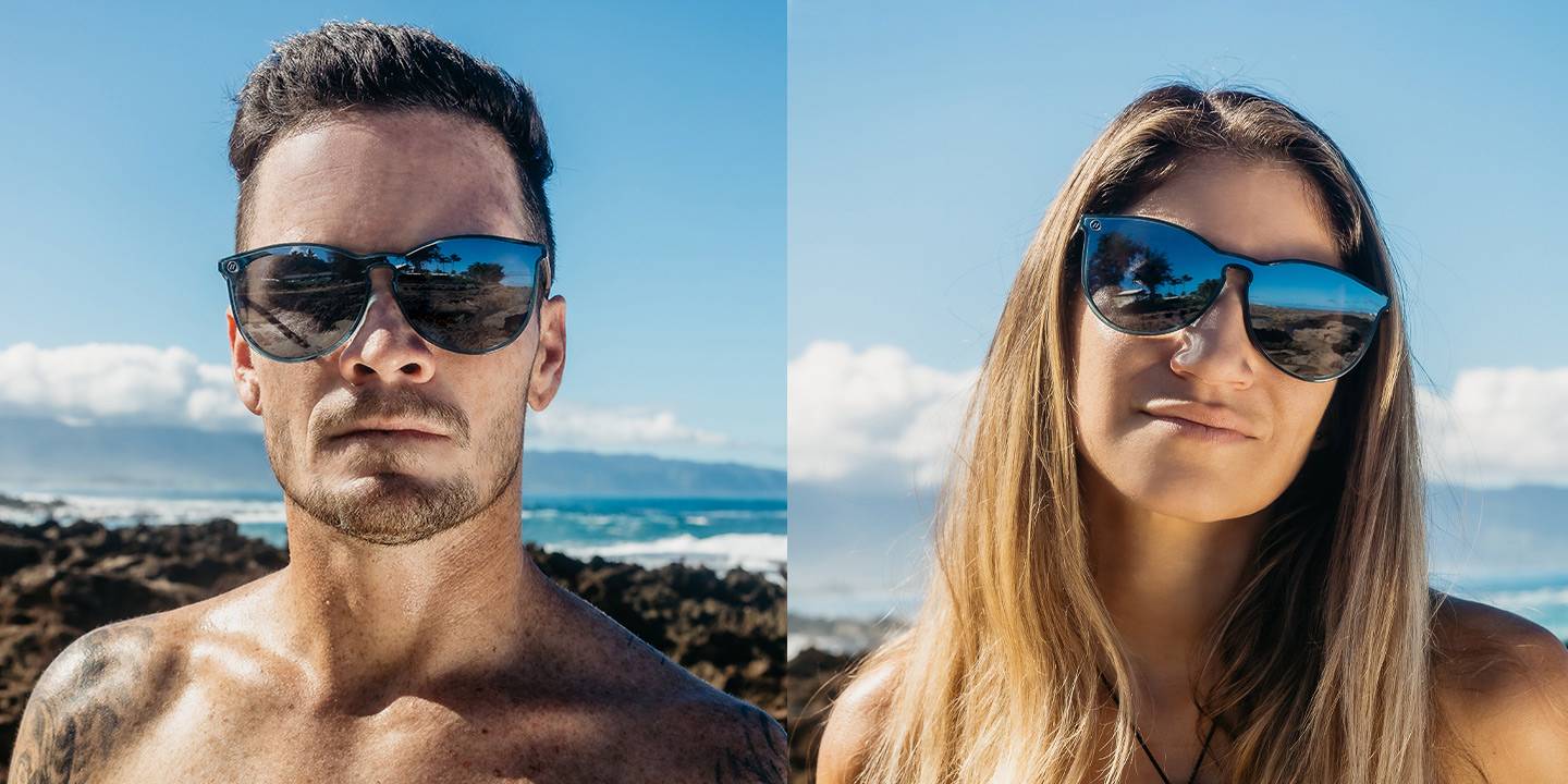 Cool Edge Round Sunglasses - Navy Blue Frame with Silver Lens