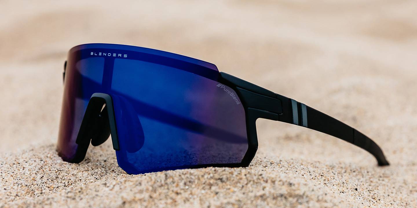 Smoke Vision Polarized Sunglasses - Black Wraparound Frame & Dark Navy ...