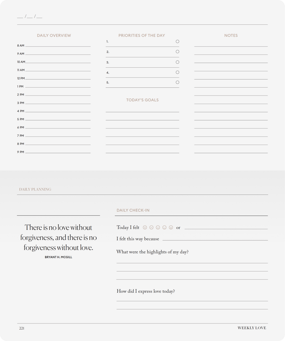 The Weekly Love Planner | Club Life Design x Intelligent Change