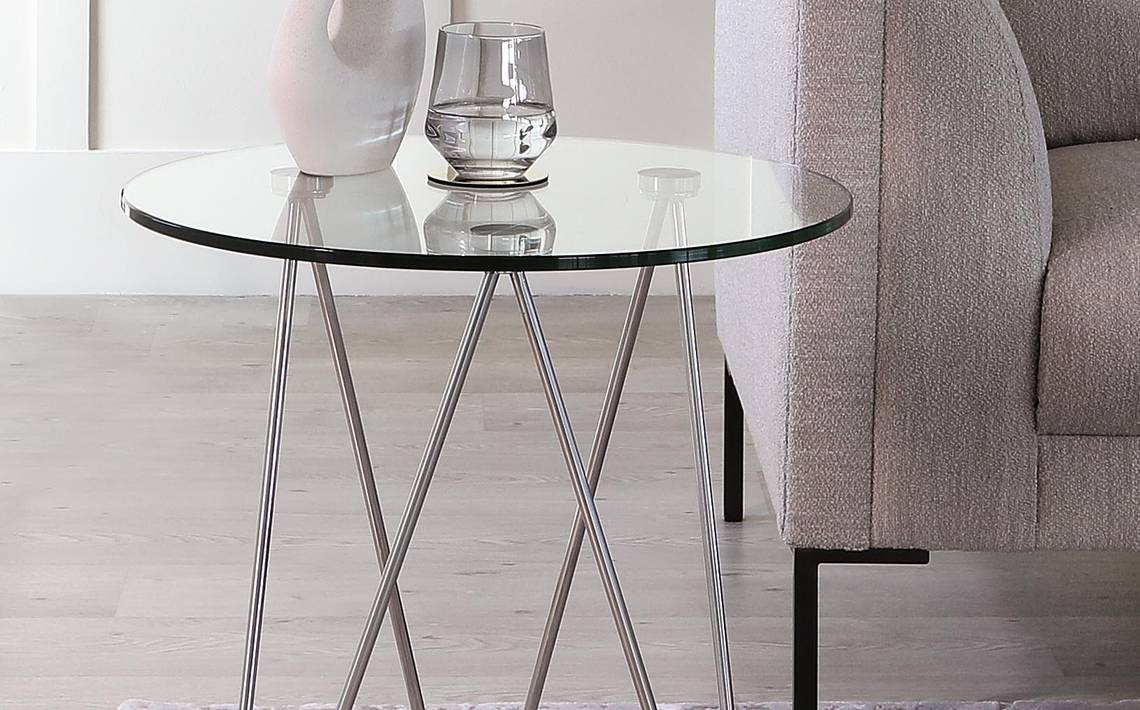 Ripple Glass Side Table With Stainless Steel Legs | Danetti