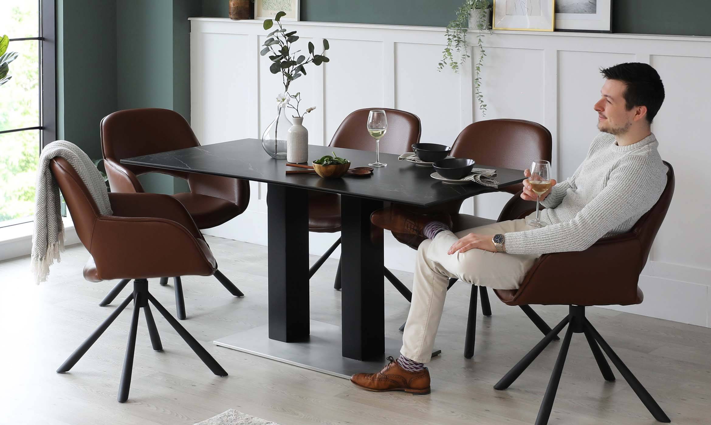 Mia 6-Seater Black Ceramic Dining Table by Danetti
