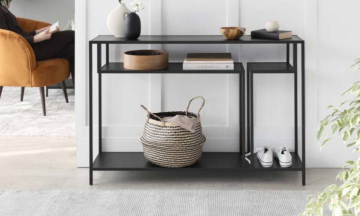 Finley Black Metal Console Table by Danetti