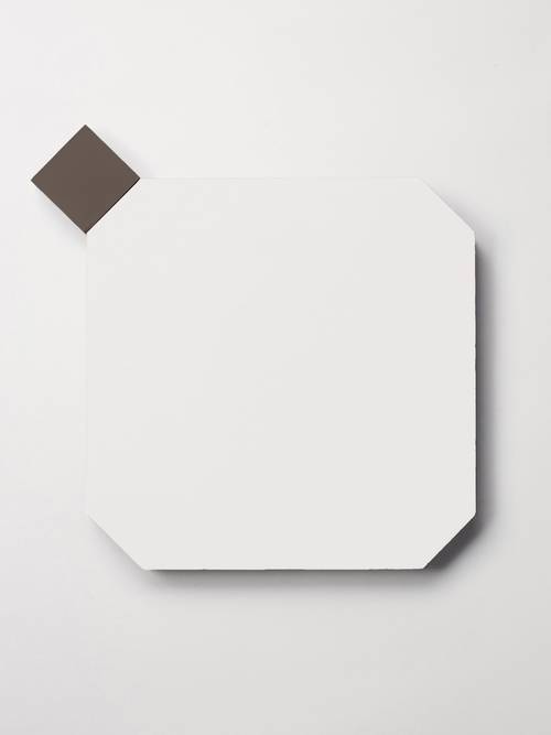clé | cement | pavimenti | white octagon + charcoal losange – clé tile