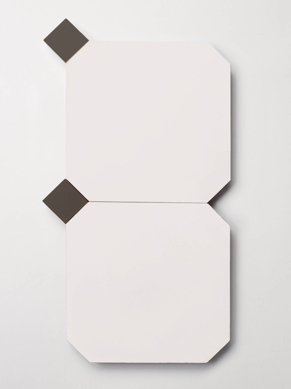 clé | cement | pavimenti | white octagon + charcoal losange – clé tile