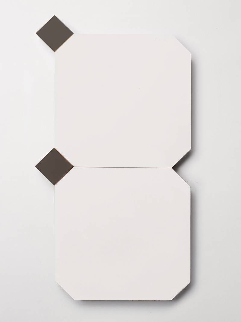 clé | cement | pavimenti | white octagon + charcoal losange – clé tile
