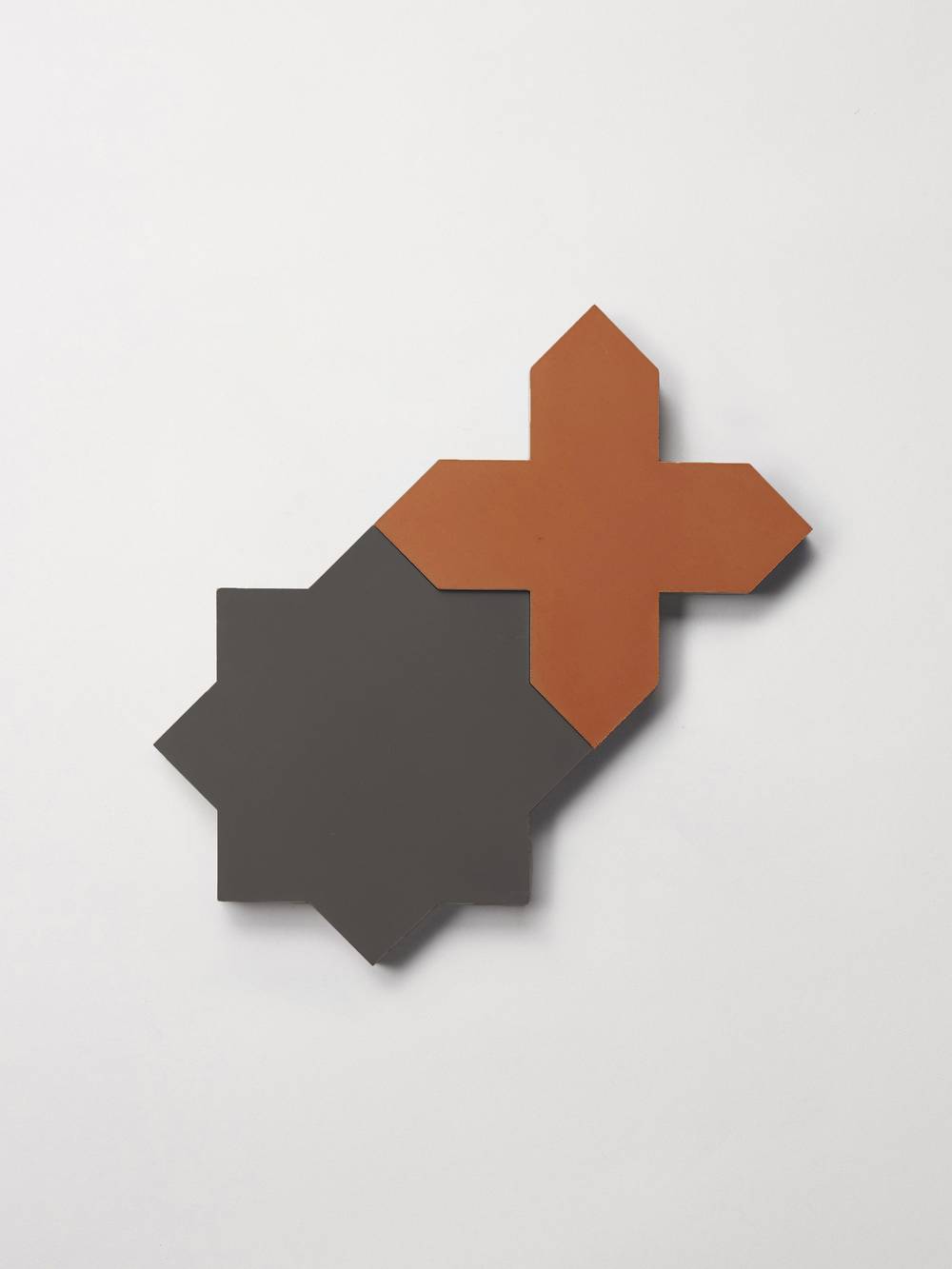 clé tile cement | pavimenti charcoal star + flowerpot cross
