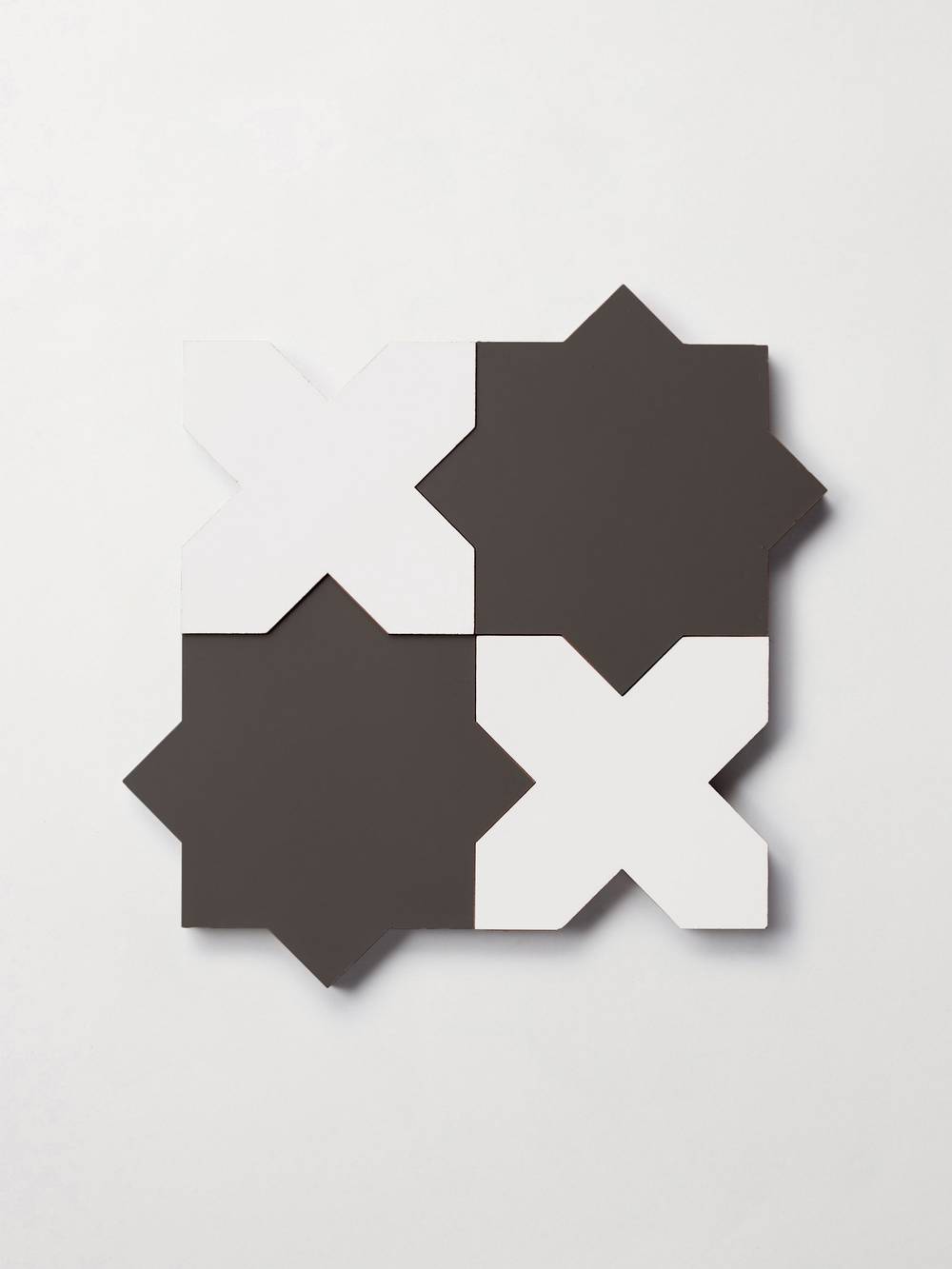 clé tile | cement | pavimenti | charcoal star + white cross