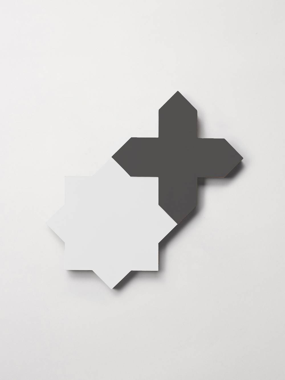 clé tile | cement | pavimenti | white star + charcoal cross